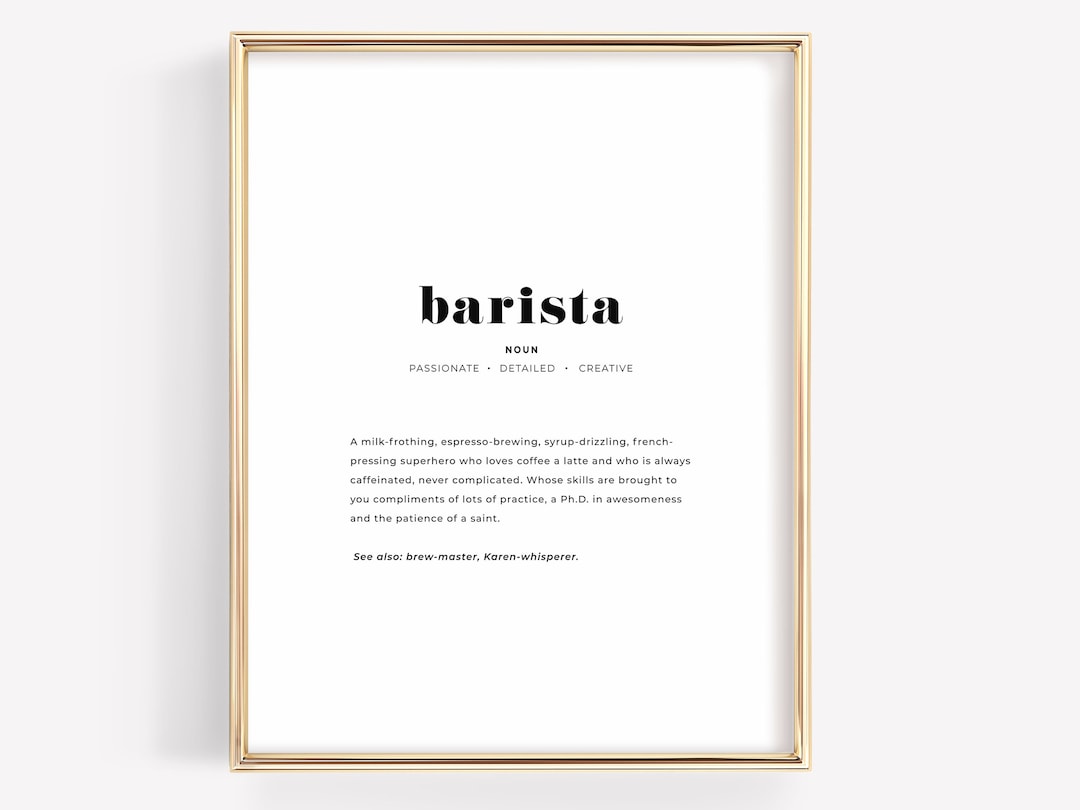 Coffee Shop Decor, Barista Definition PRINTABLE Coffeehouse Print, Cafe ...