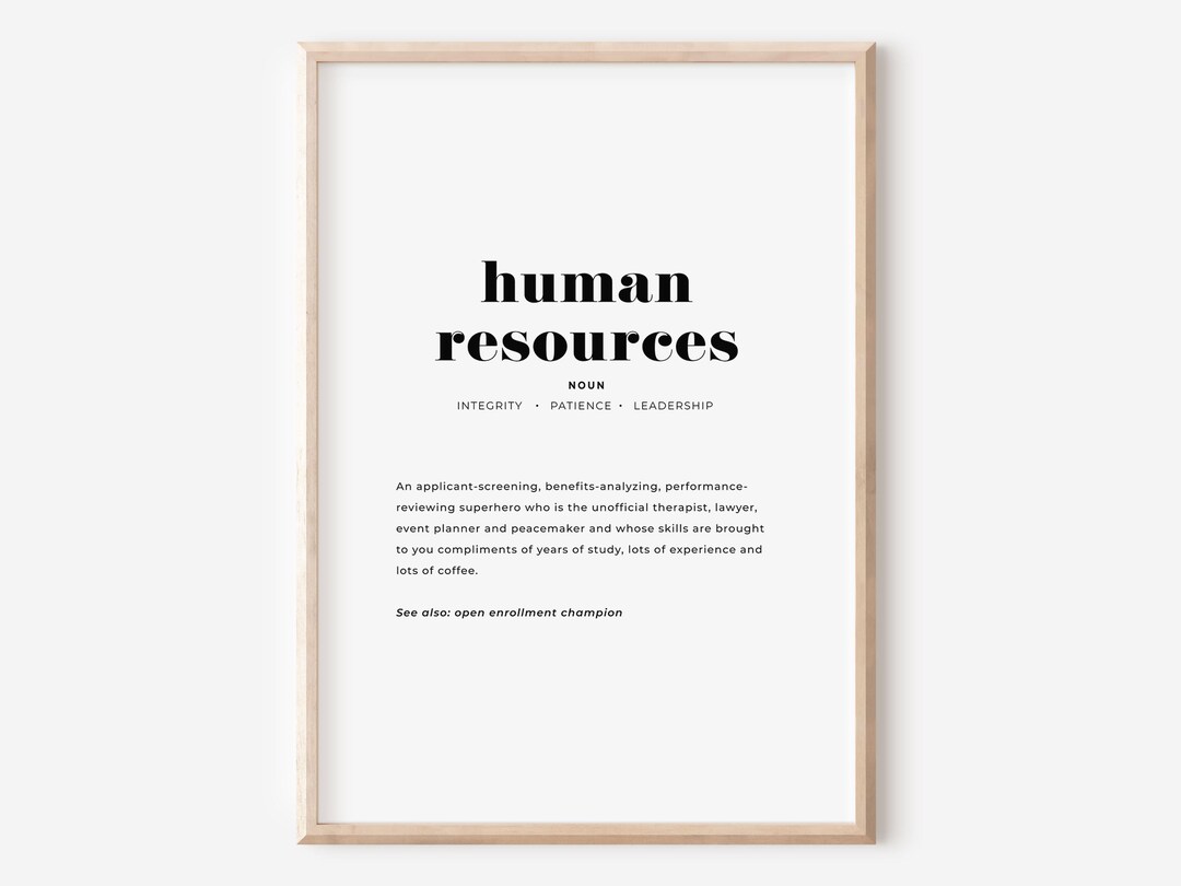 Human Resources Office Decor Noun Definition Wall Art HR - Etsy Hong Kong