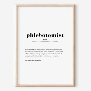Phlebotomy Wall Art Phlebotomist Definition Gift Phlebotomy - Etsy