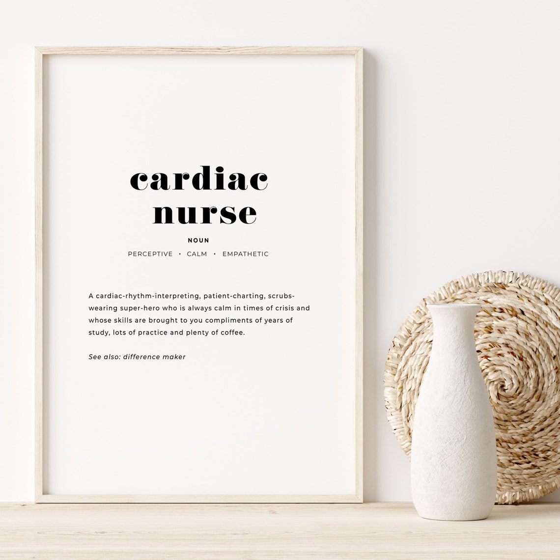 Cardiac Nurse Definition Wall Art, Cardiac Nurse Print, Cardiology RN ...