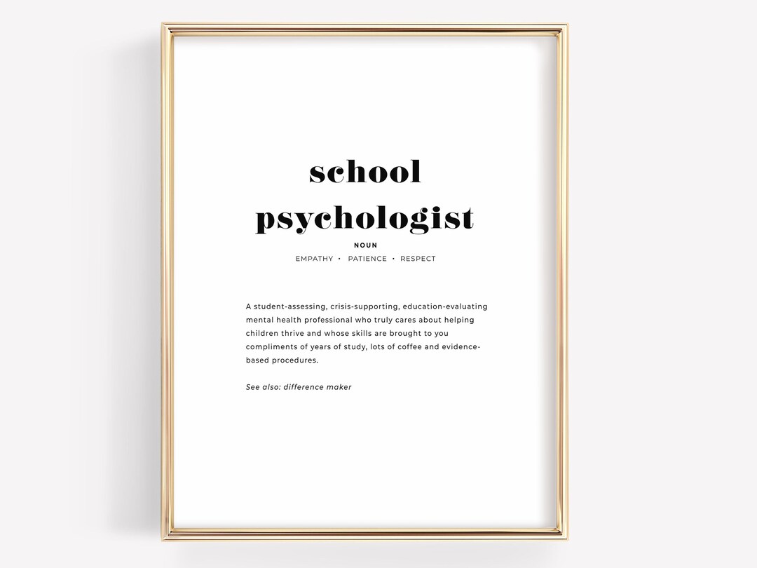 School Psychologist Definition Poster, School Therapist Office Decor ...