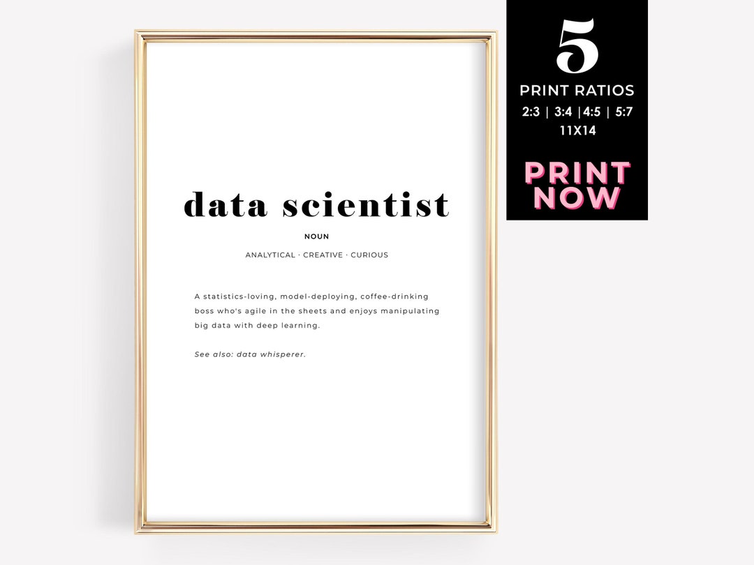 Data Science Wall Art, Data Scientist Definition Print, IT Office Decor ...