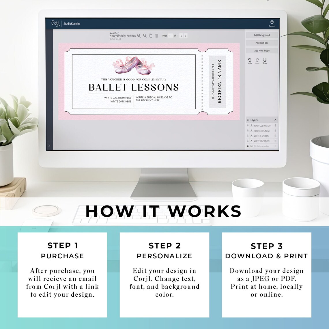 Ballet Lessons Gift Voucher, Editable Dance Lessons Coupon Template ...