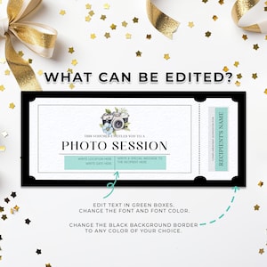 Photo Session Gift Voucher, Editable Photography Coupon Template ...