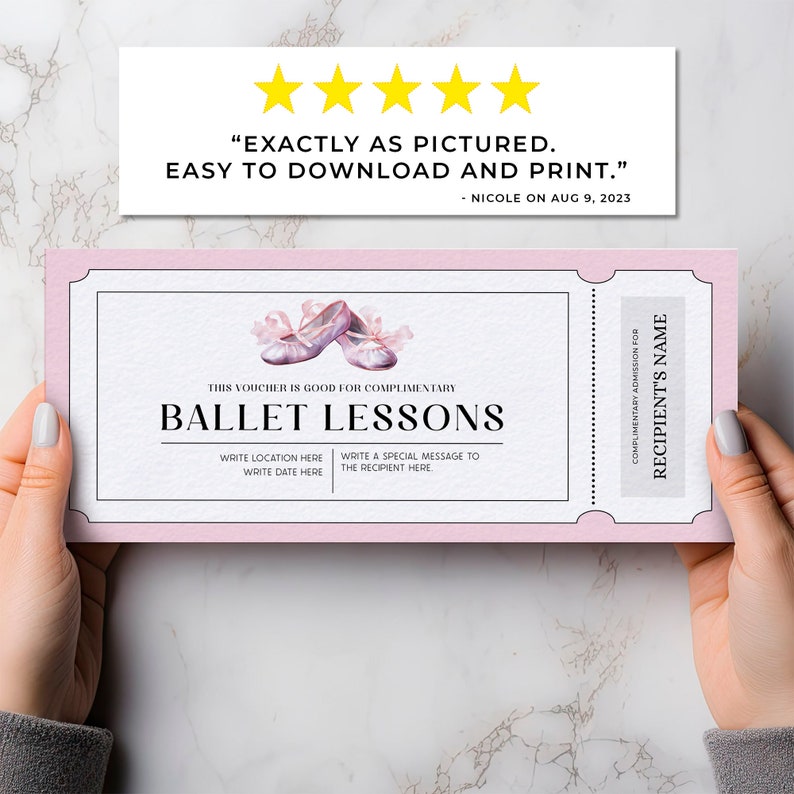 Ballet Lessons Gift Voucher, Editable Dance Lessons Coupon Template ...