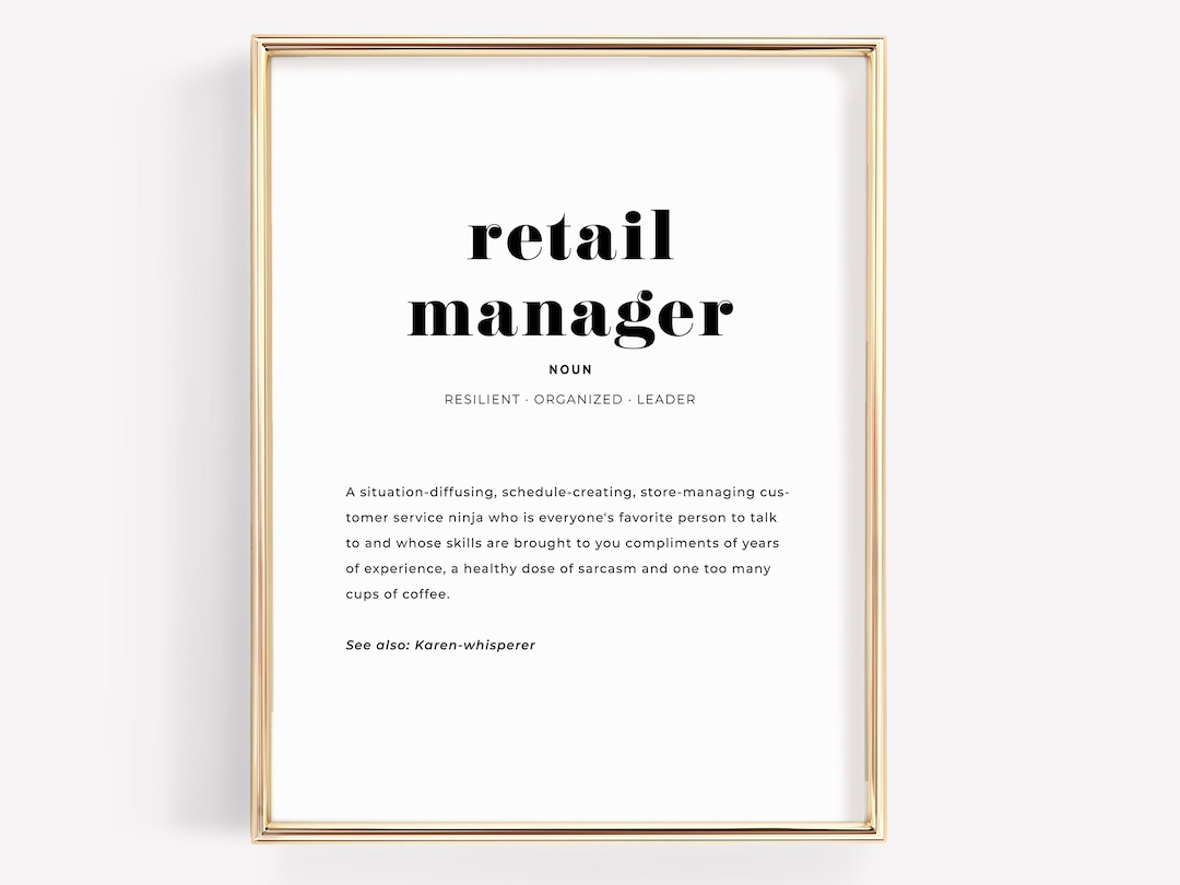 Store Manager Definition Wall Art, Gift for Manager, Retail Shop Decor ...