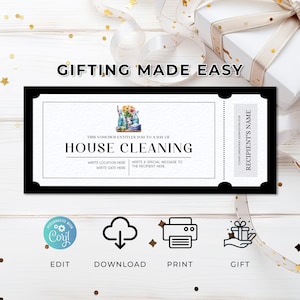 House Cleaning Gift Certificate, Editable Gift Voucher, DIY Anniversary ...