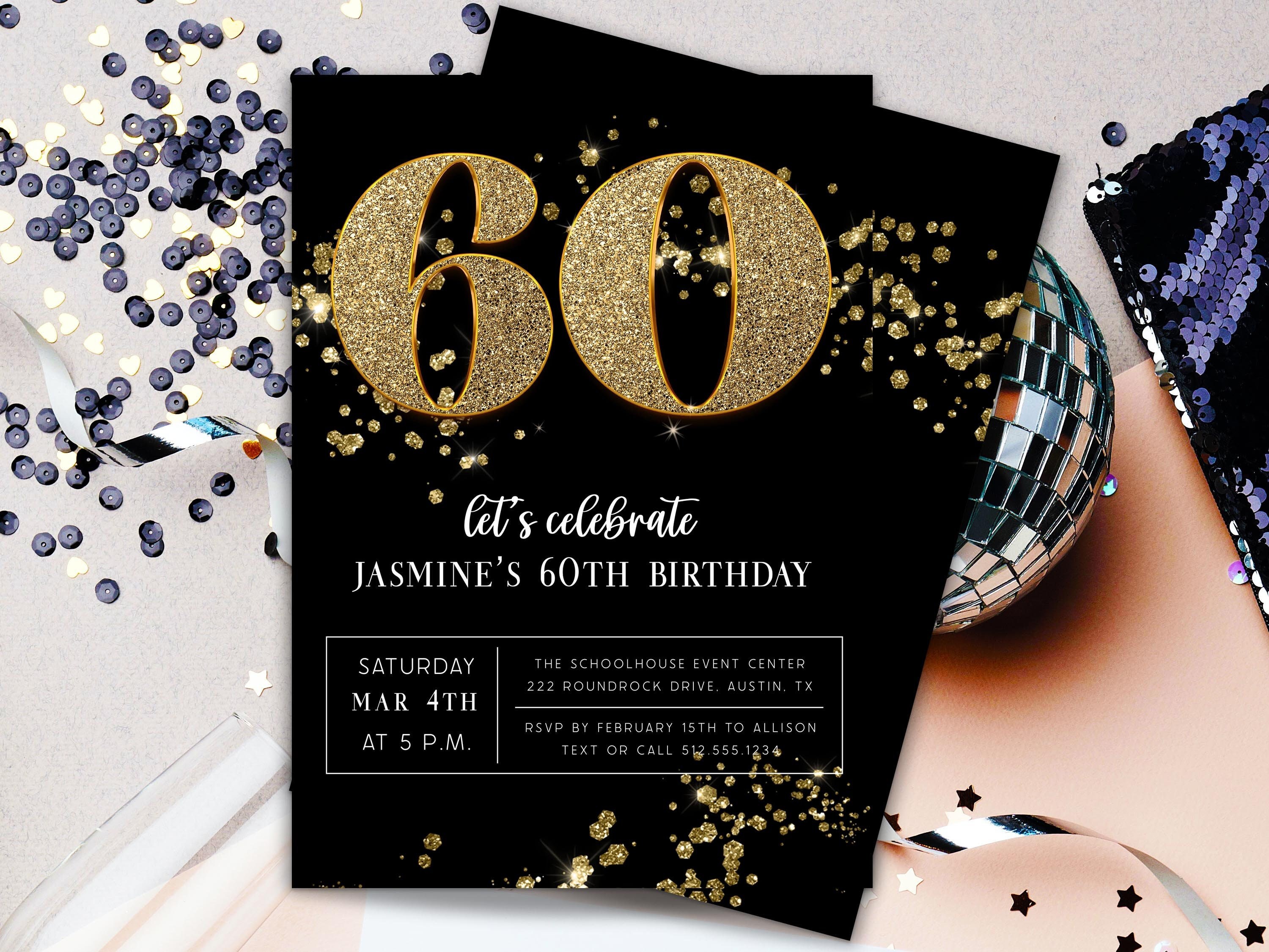 Elegant 60th Birthday Invitation Wording
