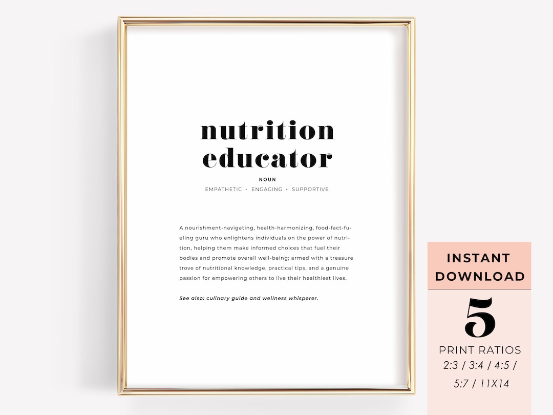 Nutrition Educator Definition Print, Health Educator Gift, Wellness ...