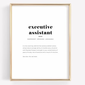Executive Assistant Sign, Gift for Office Manager, Definition Print ...