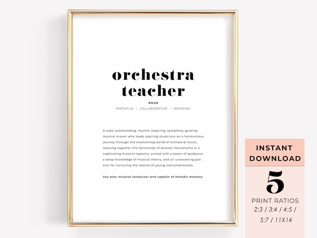 Orchestra Teacher Definition Print, Music Educator Gift, Instrumental ...