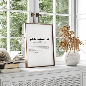 Phlebotomy Wall Art, Phlebotomist Definition Gift, Phlebotomy Poster ...