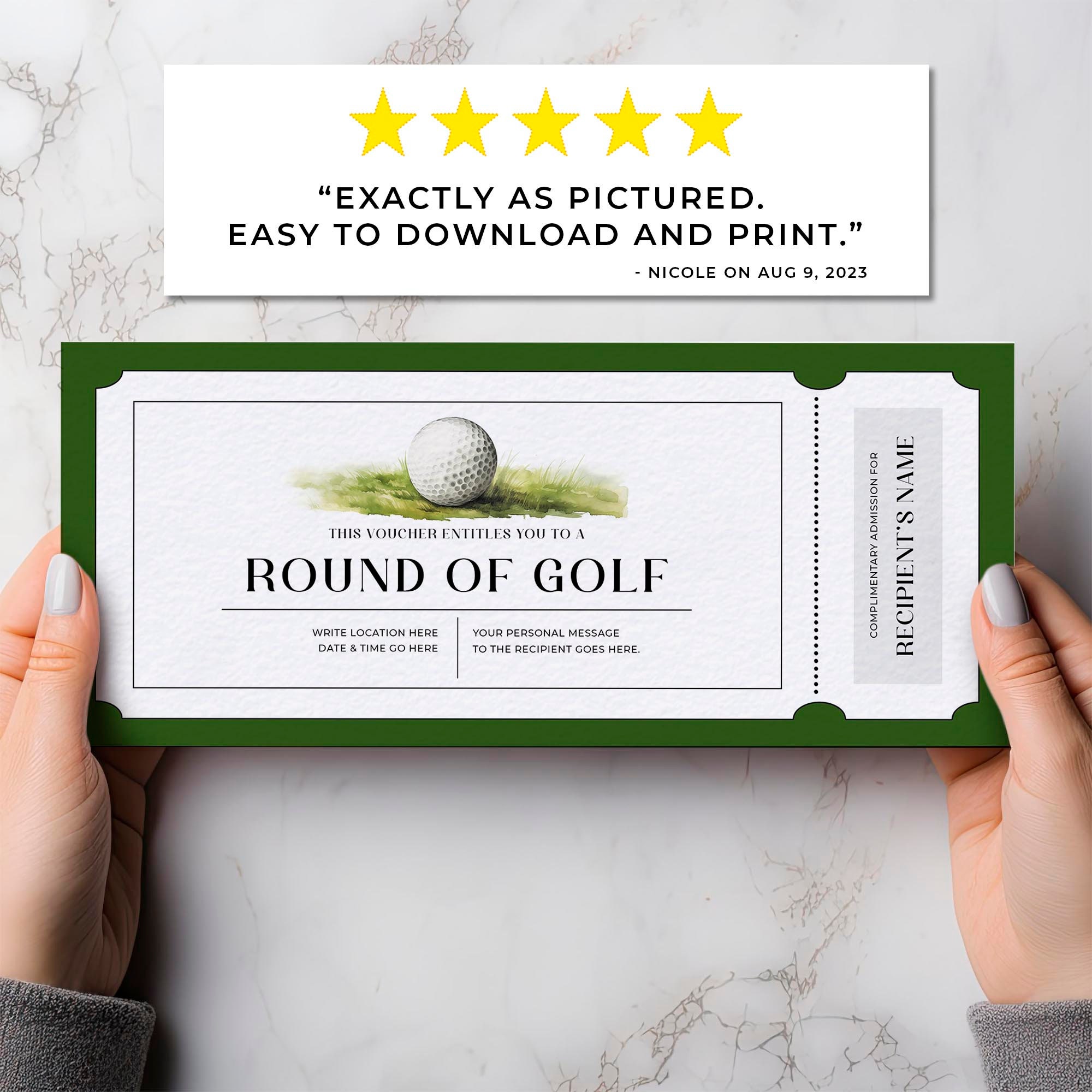 Editable Golf Gift Voucher, Golf Themed Experience Gift for Him ...