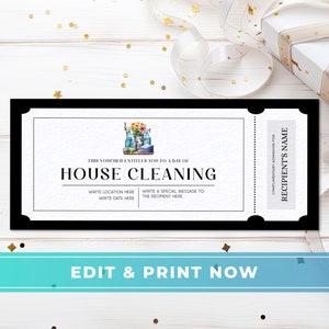 House Cleaning Gift Certificate, Editable Gift Voucher, DIY Anniversary ...