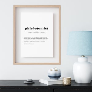 Phlebotomy Wall Art, Phlebotomist Definition Gift, Phlebotomy Poster ...