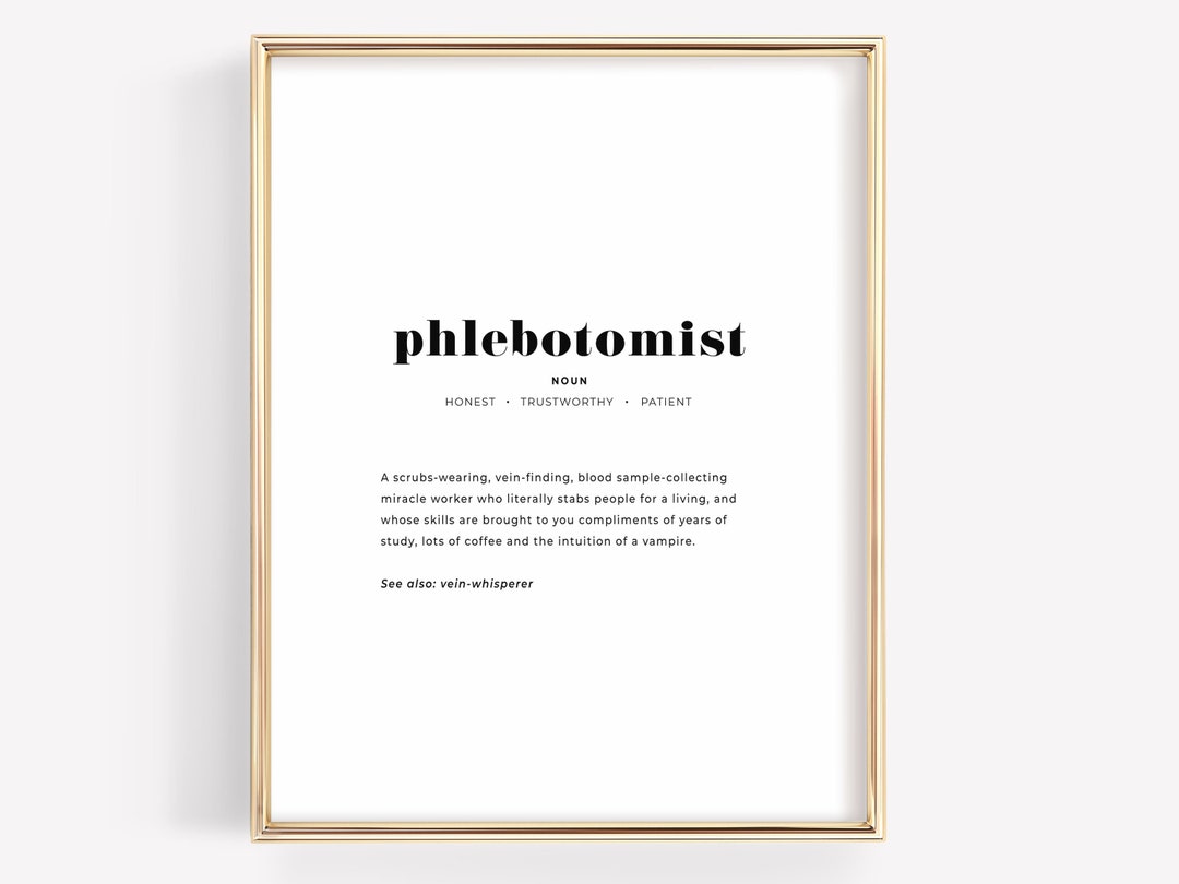Phlebotomy Wall Art, Phlebotomist Definition Gift, Phlebotomy Poster ...