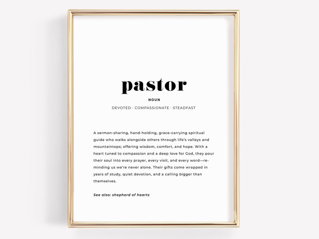 Pastor Definition Printable Wall Art, Minister Ordination Gift, Clergy ...