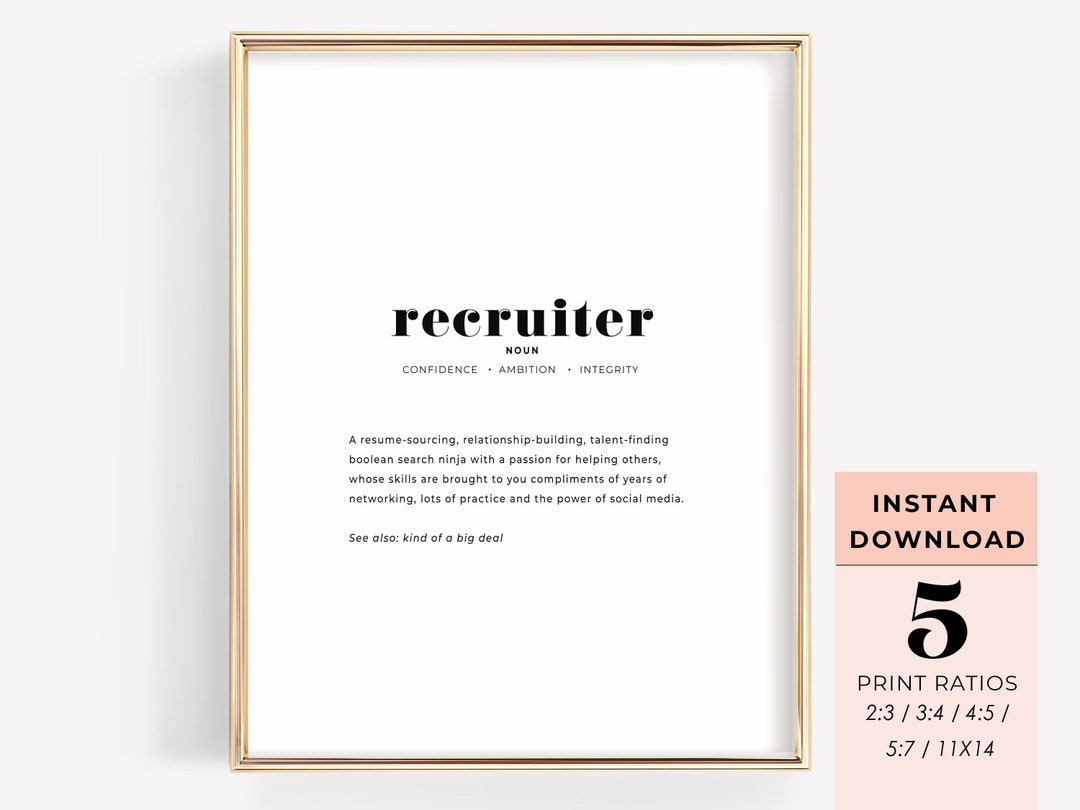 Recruiter Gift Definition Print, Talent Acquisition Poster, Headhunter ...