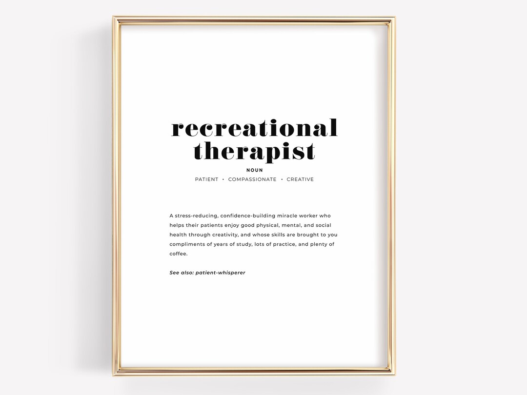 Recreational Therapist Definition Sign, Printable Office Wall Art ...