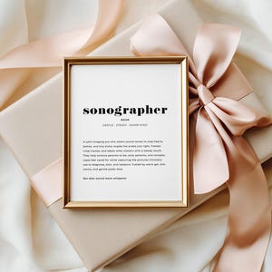 Sonographer Definition Wall Art, Sonagraphy Student Graduation Gift ...