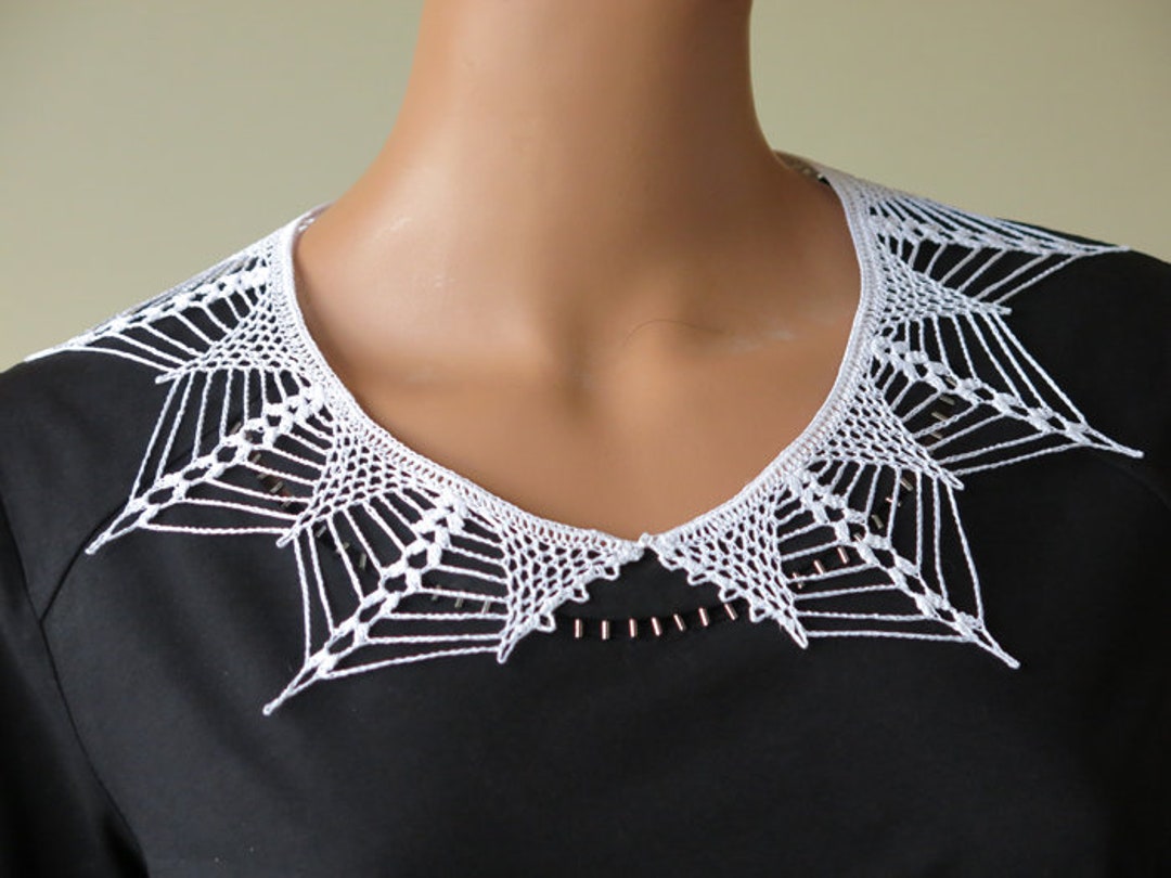 Handmade Crochet Collar, White Lace Collar, Cotton Necklace, Neck ...