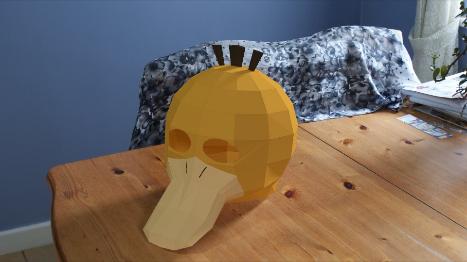 Duck Mask Pattern Papercraft Psyduck DIY Download Print - Etsy Canada
