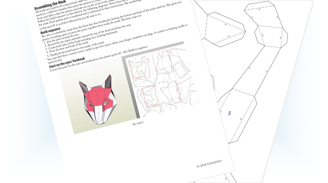Fox Mask Pattern - Papercraft DIY - Download, Print and Make Your Own ...