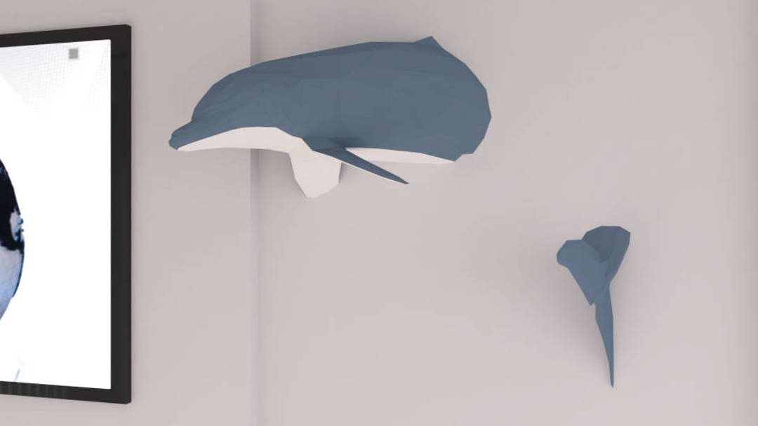 Dolphin Wall Sculpture Pattern Papercraft DIY Download, Print and Make ...