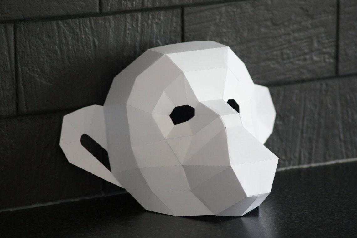 Chimp Monkey Face Mask Pattern Papercraft DIY Download - Etsy