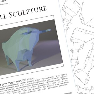 Bull Sculpture Pattern - Papercraft DIY - Download, Print and Make Your ...