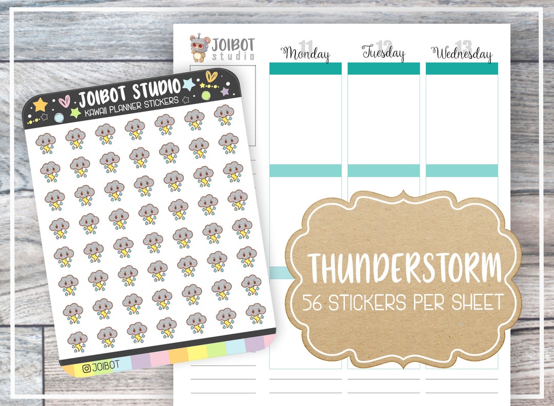 THUNDERSTORM - WEATHER - Kawaii Planner Stickers - Storm Stickers ...
