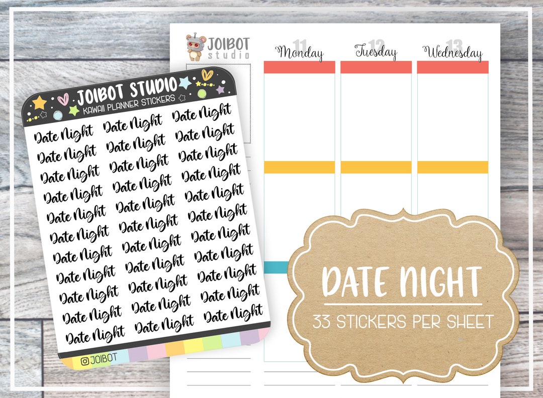 DATE NIGHT - Kawaii Planner Stickers - Label Stickers - Journal ...