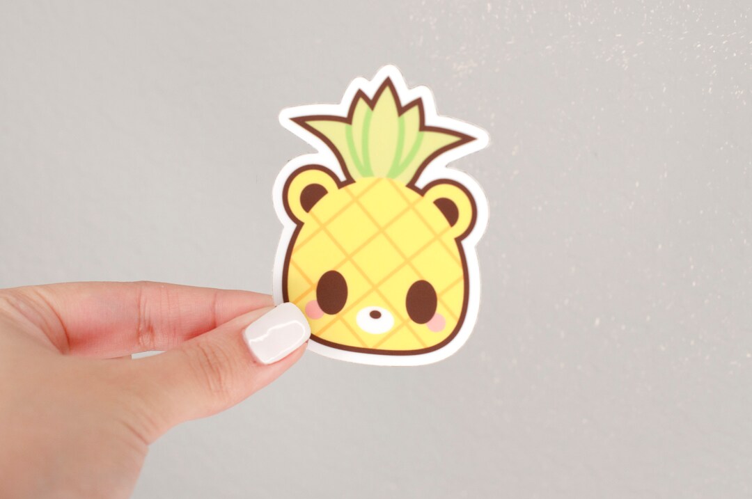 PINEAPPLE BEAR - 3" Vinyl Matte Sticker - Water Bottle Sticker - Laptop ...