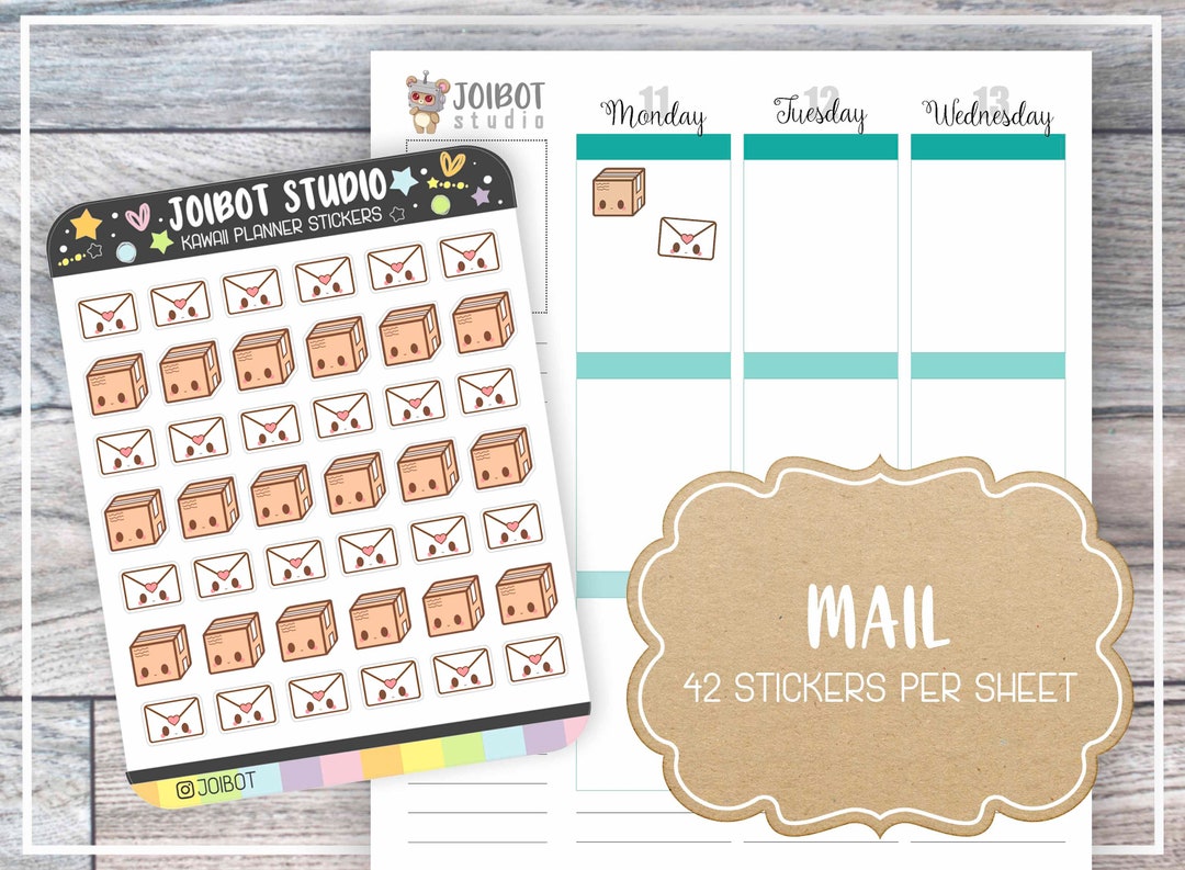 MAIL - LETTER - PACKAGE - Kawaii Planner Stickers - Happy Mail Stickers ...