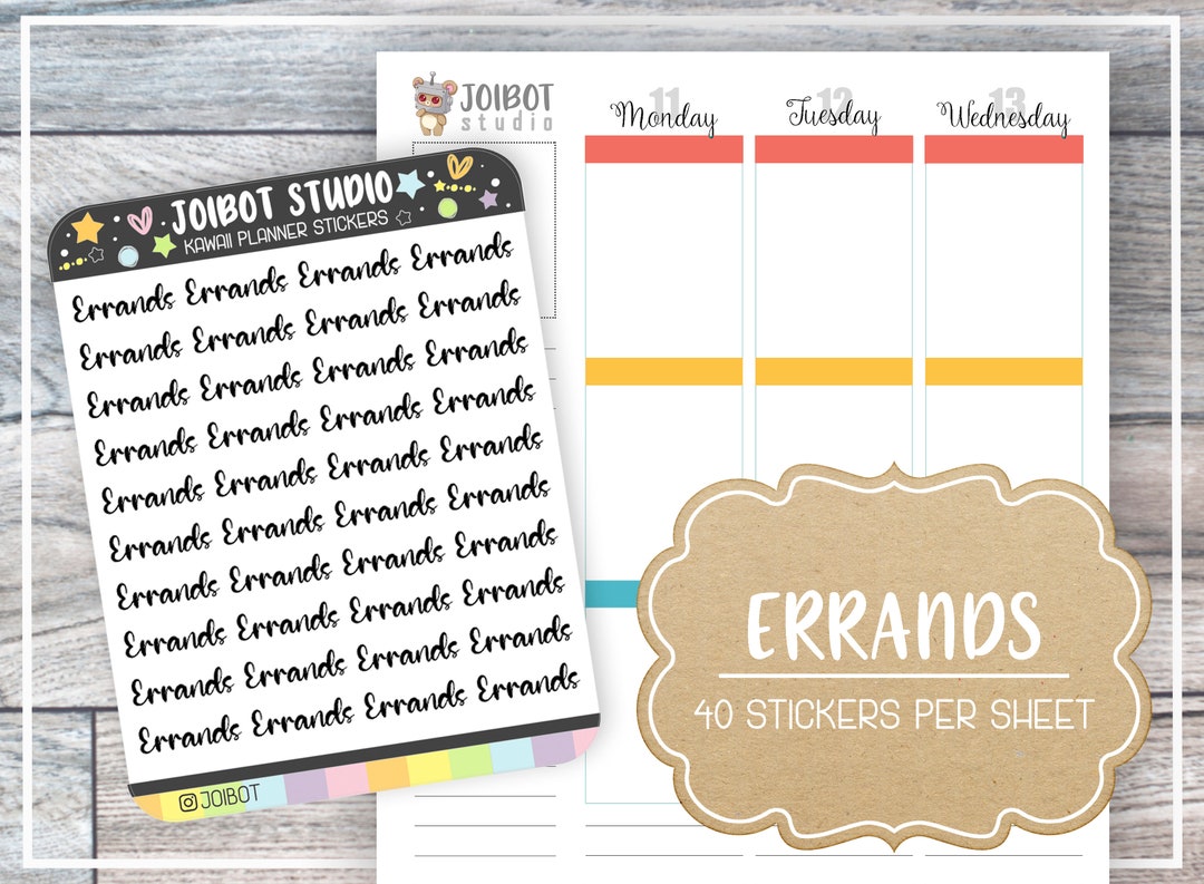 ERRANDS - Kawaii Planner Stickers - Label Stickers - Journal Stickers ...