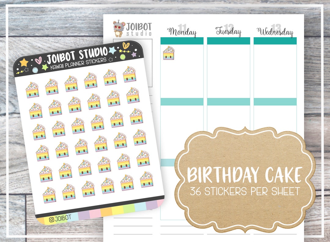 BIRTHDAY CAKE - Kawaii Planner Stickers - Happy Birthday Stickers ...