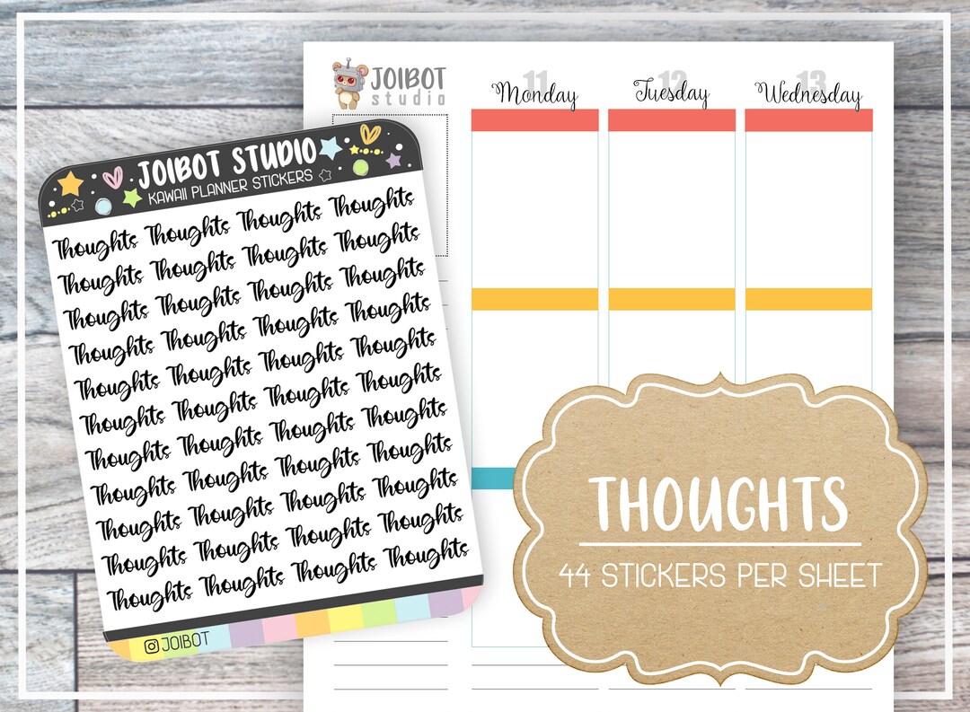 THOUGHTS - Kawaii Planner Stickers - Label Stickers - Journal Stickers ...