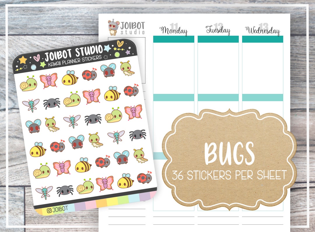 BUGS Kawaii Planner Stickers Insect Stickers Journal Stickers Cute ...