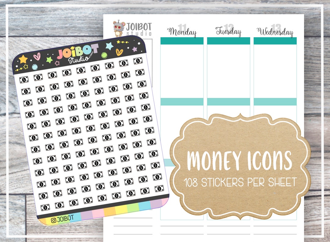 MONEY ICONS - Kawaii Planner Stickers - Payday Icons - Journal Stickers ...