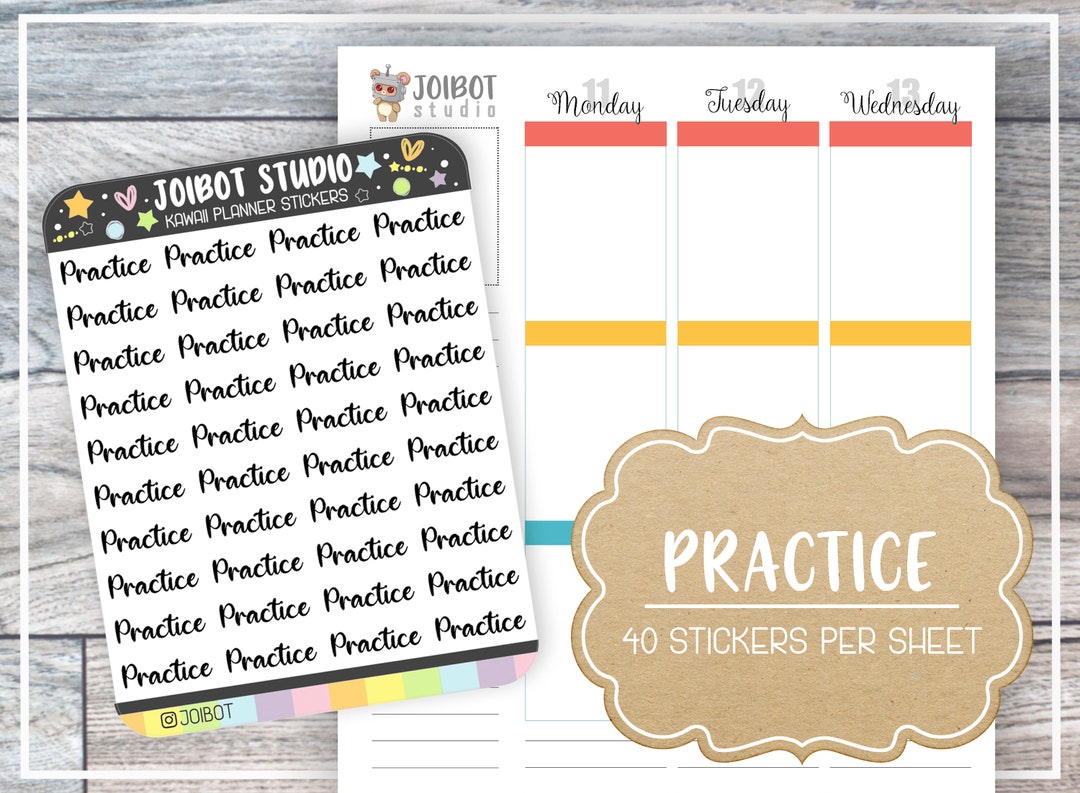 PRACTICE - School Stickers - Kawaii Planner Stickers - Label Stickers ...
