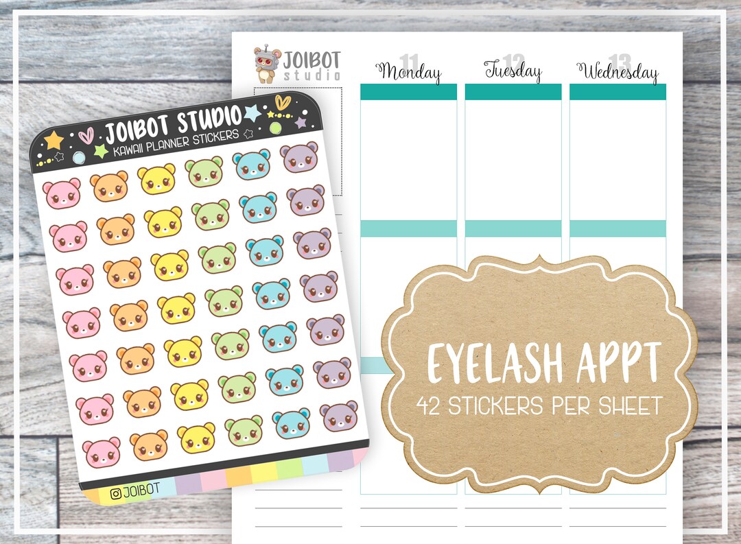 EYELASH APPT - Kawaii Planner Stickers - Appointment Stickers - Journal ...