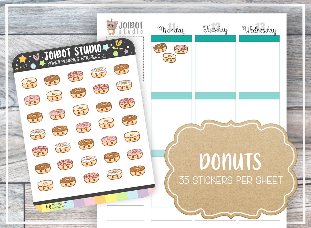 DONUTS - Kawaii Planner Stickers - Breakfast Stickers - Journal ...