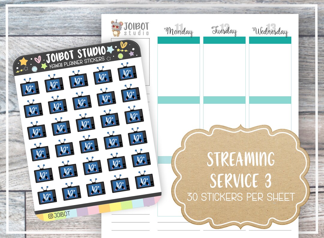 STREAMING SERVICE 3 Kawaii Planner Stickers TV Stickers Journal ...