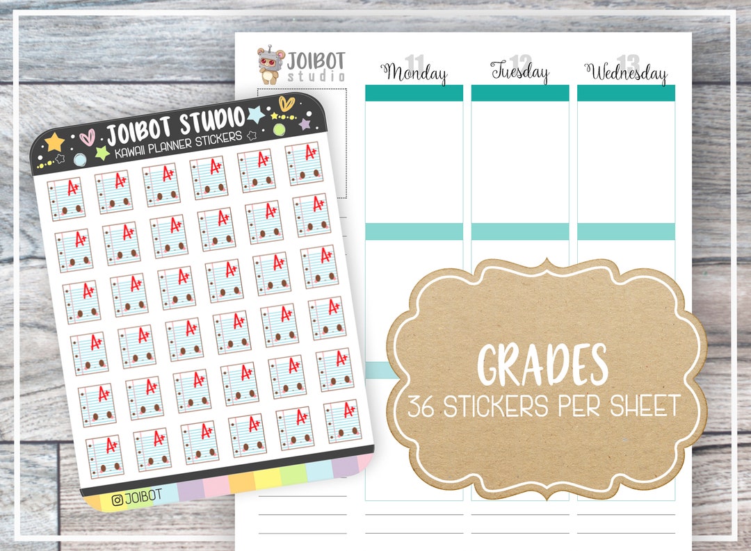 GRADES - Kawaii Planner Stickers - School Stickers - Journal Stickers ...