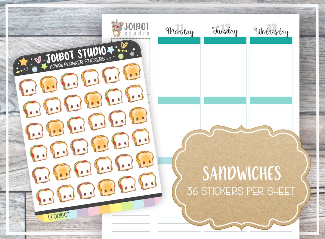 SANDWICHES - Kawaii Planner Stickers - Lunch Stickers - Journal ...