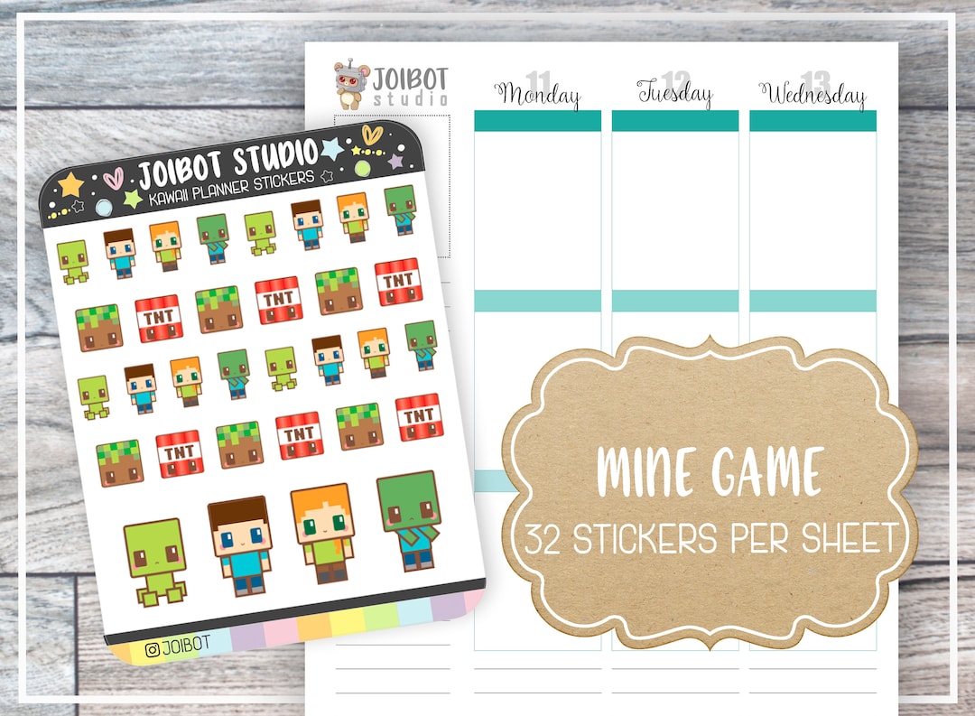 MINE GAME - Kawaii Planner Stickers - Video Game Stickers - Journal ...
