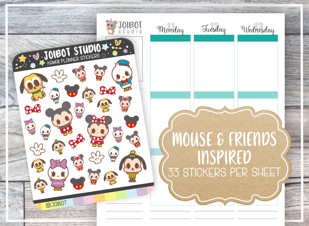 MOUSE and FRIENDS - Kawaii Planner Stickers - Cartoon Stickers ...