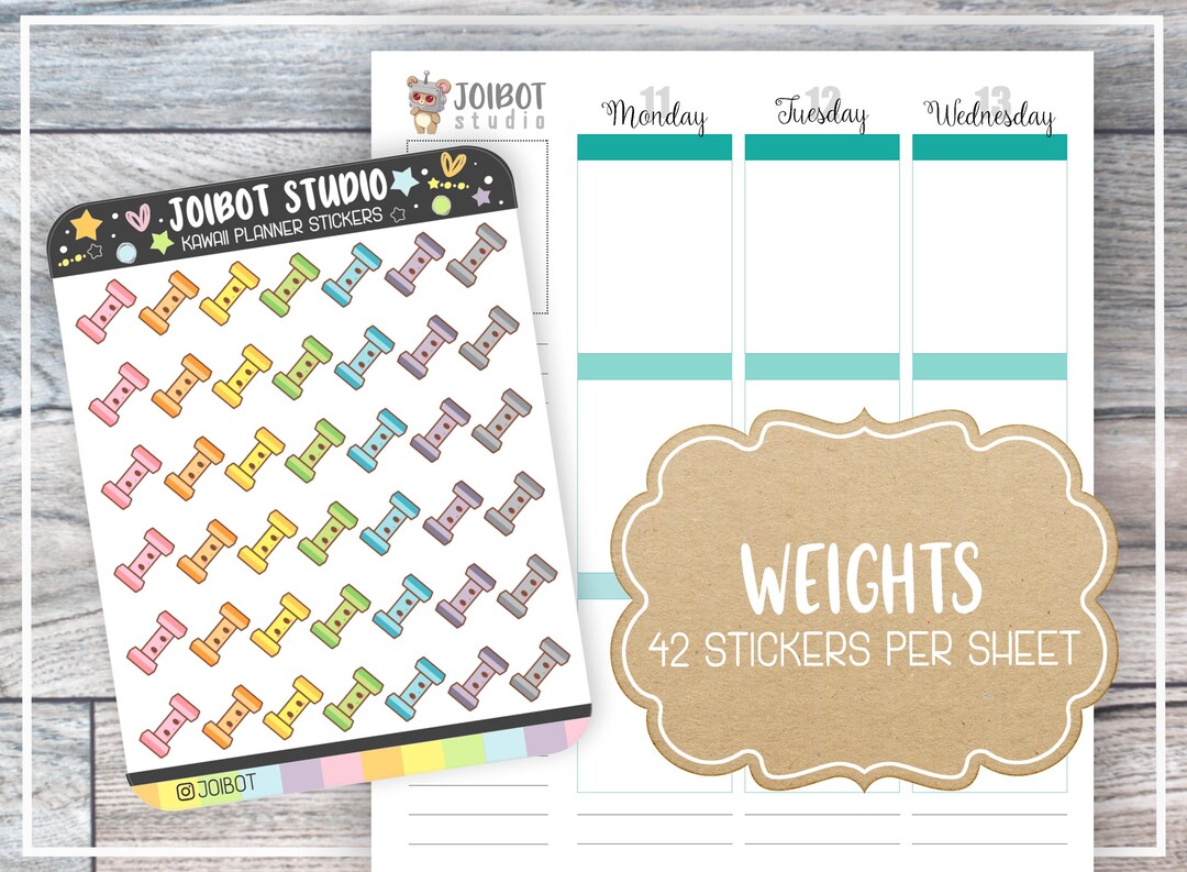 DUMBBELLS Kawaii Planner Stickers Work Out Stickers Fitness Stickers ...