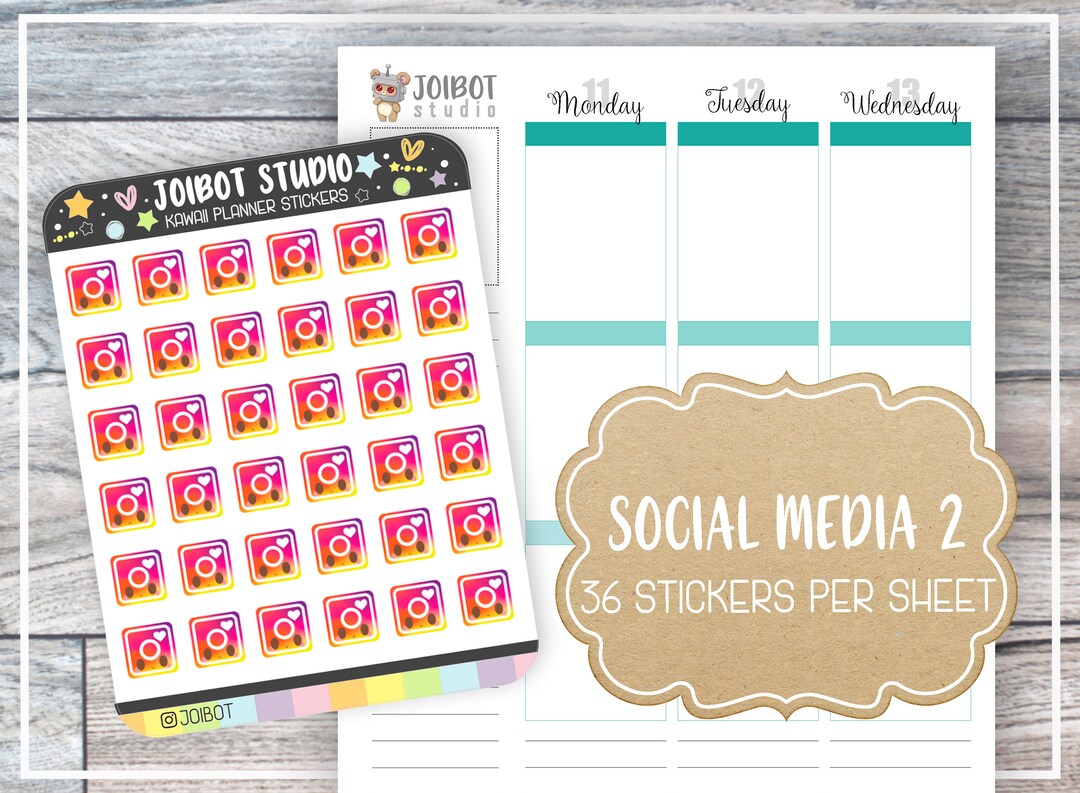 SOCIAL MEDIA 2 - Kawaii Planner Stickers - Internet Stickers - Journal ...