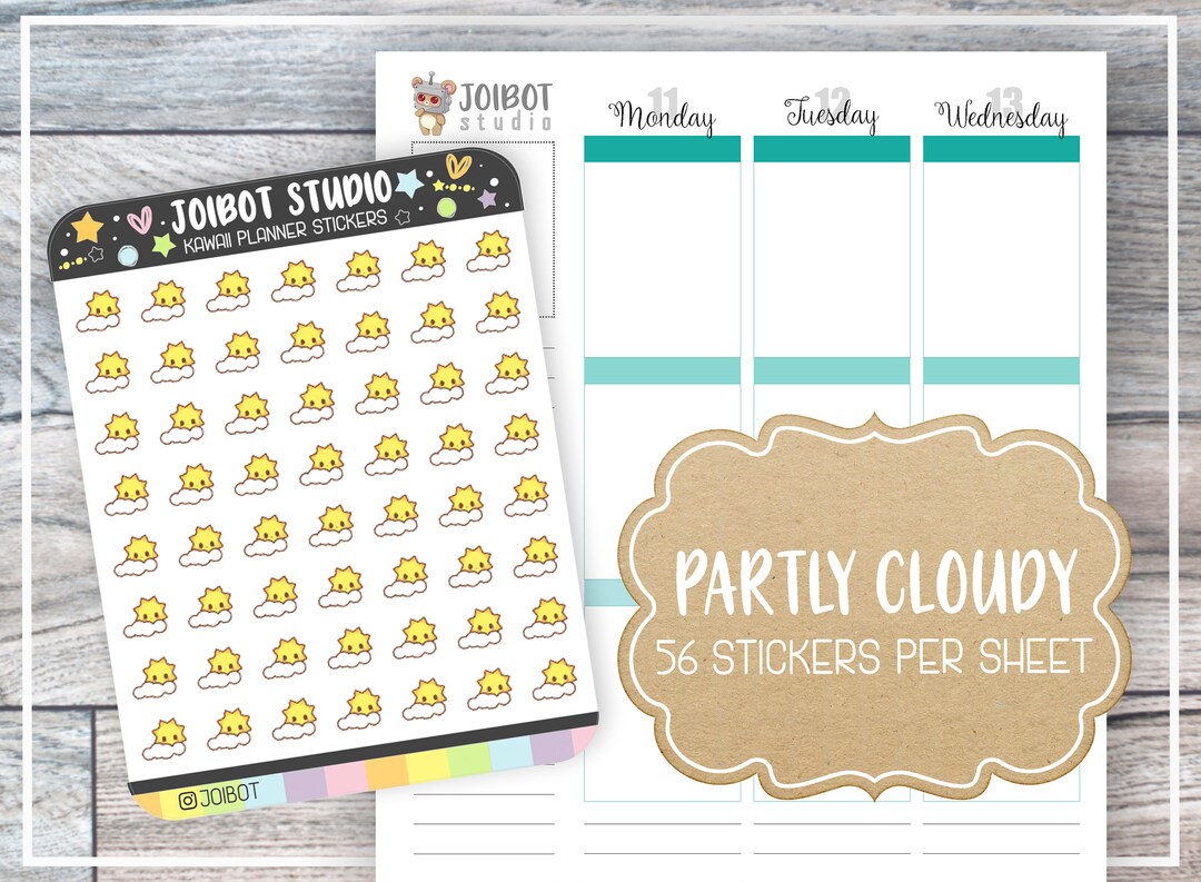 PARTLY CLOUDY - WEATHER - Kawaii Planner Stickers - Summer Stickers ...